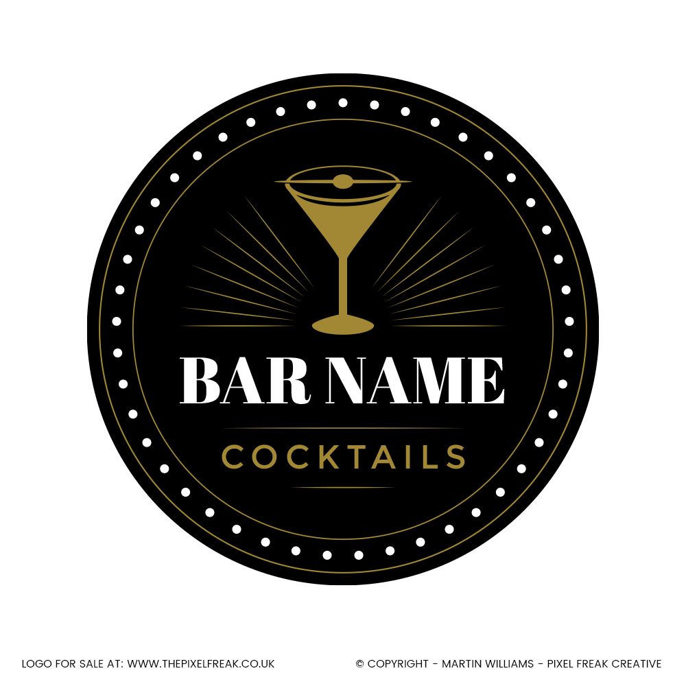 Cocktail Bar Logo Design For Sale Ready To Buy Bar Emblem